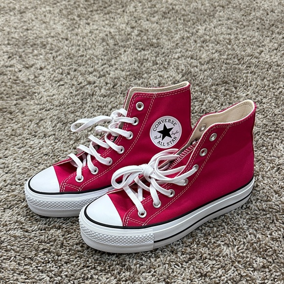 Converse | Shoes | Converse Womens Fuchsia Hightop Sneakers | Poshmark